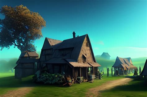 3d Render Digital Art Fantasy Rural High Quality Wallpaper Premium Ai