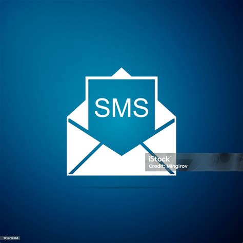 봉투 아이콘 파란색 배경에 고립입니다 받은 메시지 개념입니다 새로운 들어오는 메시지 Sms를 이메일 메일 배달 서비스입니다 평면