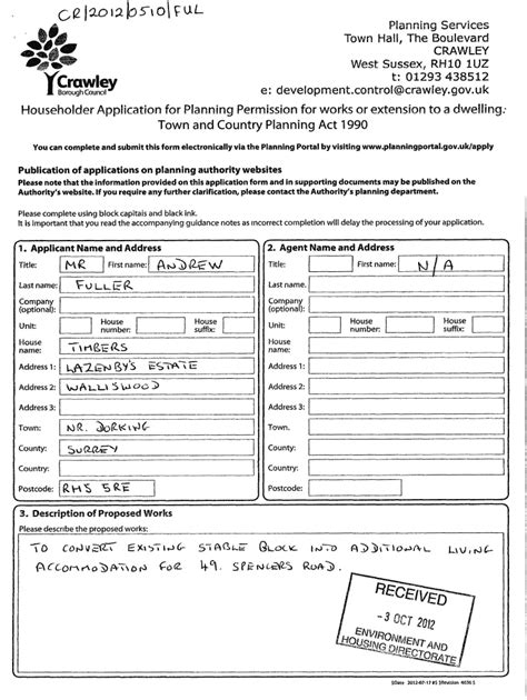 Fillable Online Householder Application For Planning Permission For
