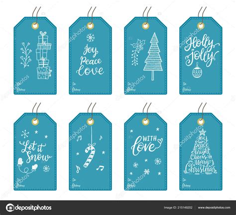 Merry Christmas Happy Holidays Vector Printable T Tags — Stock