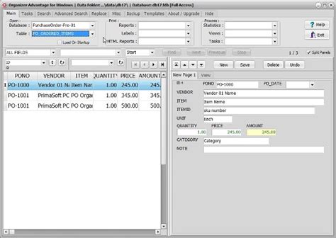 Free Purchase Order Business Database Templates For Organizer