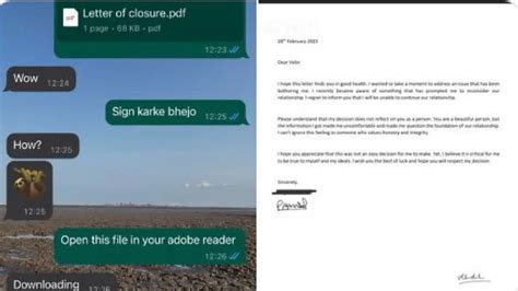 Man Breaks Up With Girlfriend On Whatsapp Sends ‘letter Of Closure
