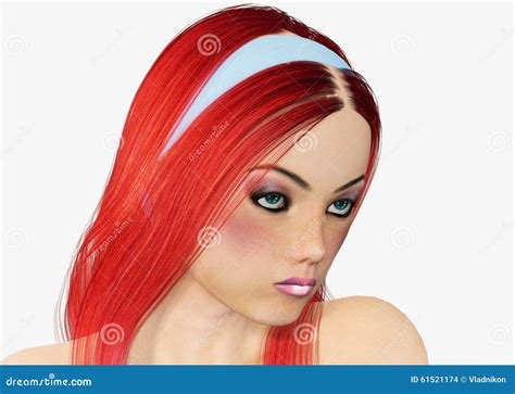 3d Render Girl S Face Stock Illustration Illustration Of Dream 61521174