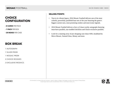 2024 Panini Mosaic Choice NFL Football Cards