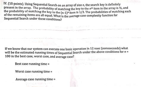 Solved Iv 10 Points Using Sequential Search On An Array