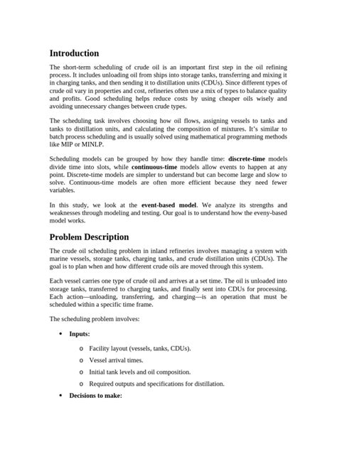 Continuous Optimization Modeling Pdf Oil Refinery Distillation