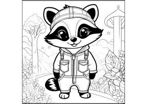 Mapache para colorear Páginas de Mapache para imprimir
