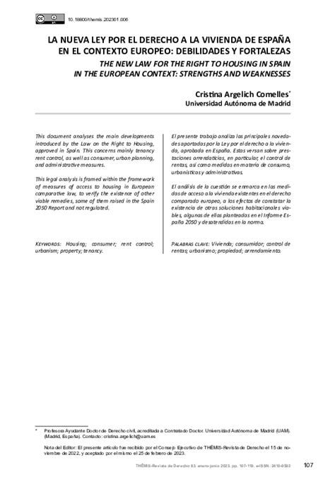 Pdf La Nueva Ley Por El Derecho A La Vivienda De España En El