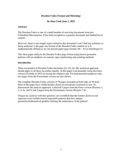 Pdf Dresden Codex Format And Metrology