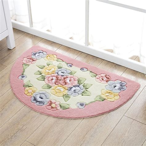 Amazon Manshyue 玄関マット 屋内 室内 洗える 北欧 半円形 50x80cm ピンク 薔薇 カーペット ラグマットお風呂マット バスマット 浴室マット 泥落とし 吸水 速乾