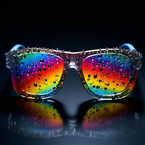 Premium Photo Rainbow Glasses With Water Drops On Them