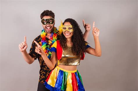 Premium Photo Brazilian Couple With Carnival Clothes Enjoying
