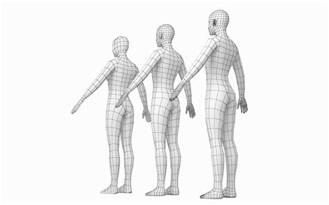 Natural Female And Male Base Mesh In A Pose Bundle D Model By Valerii Kaliuzhnyi