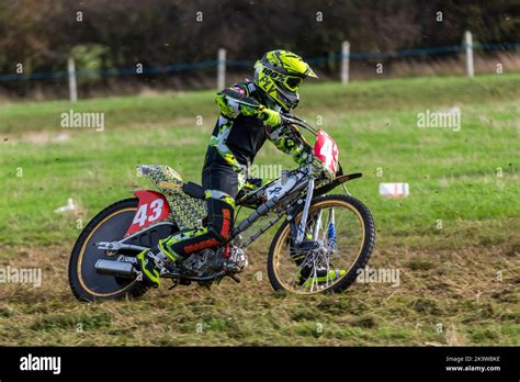 Logan Ketteringham Racing In A Grasstrack Motorcycle Race Donut Meeting Event Organised By