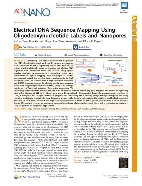 Pdf Electrical Dna Sequence Mapping Using Oligodeoxynucleotide Labels