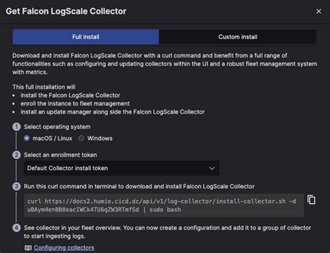download and install falcon logscale collector using curl commands