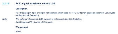 Solved Stm32l452 Lse And Pc13 Errata Stmicroelectronics Community