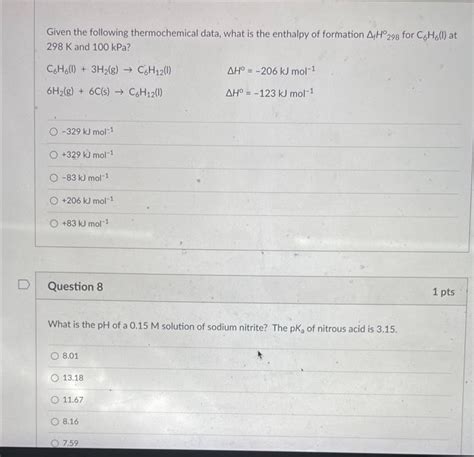 Solved Given The Following Thermochemical Data What Is The