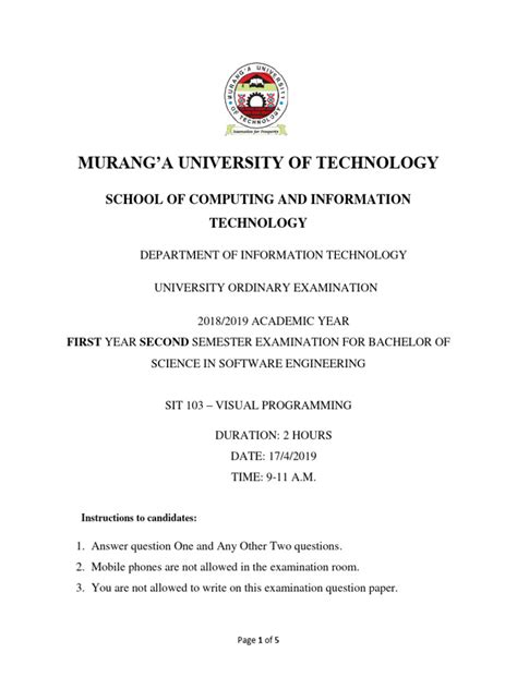 Sit 103 Visual Programming 105517 Pdf Computer Program Programming