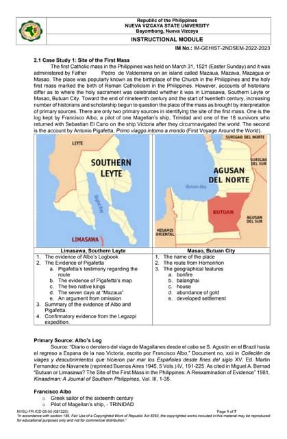 Limawasa Island The Site Of The First Mass Pptx