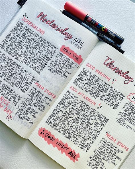 Bullet Journal Daily Spread On Hobonichi Plain Notebook Artofit