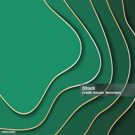 색종이 파도 바다 녹색의 그늘에서 깊이의 추상적 기하학적 배경 텍스처 레이어 종이 컷 스타일 0명에 대한 스톡 벡터 아트 및 기타 이미지 Istock