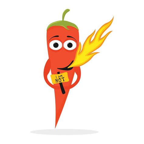 Burning Pepper Character Cartoon Funny Hot Chilli Peppers Burn Chilly