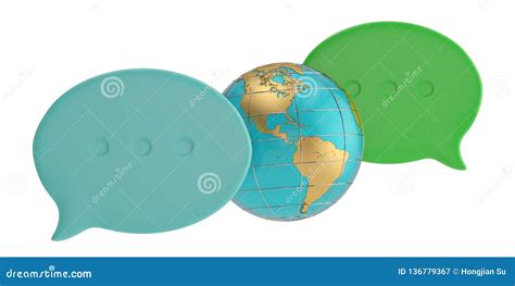 Speech Bubble And Globe Isolated On White Background 3d Illustration