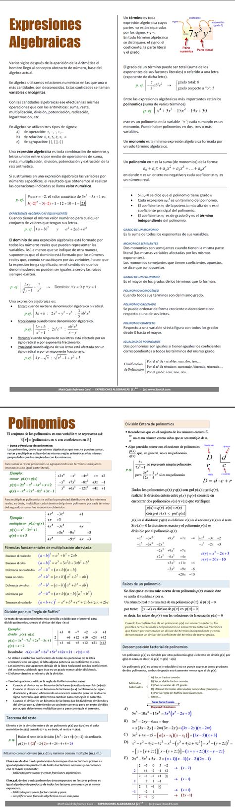 3con14 Matemáticas A Expresiones algebraicas Guía Expresiones
