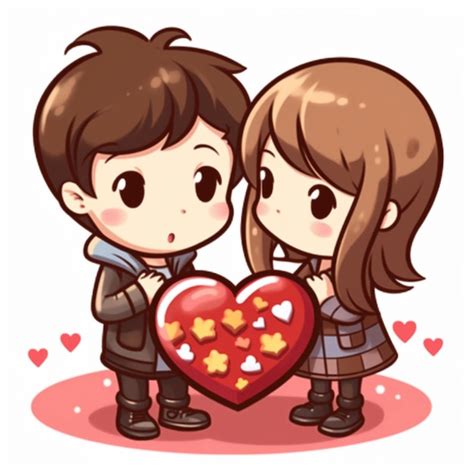 Kawaii Clipart Ein Aufrichtiger Moment Eingefangen Als Ein Paar Sich