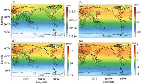 A Spatial Patterns Of Mean Atmospheric Co 2 Concentration Of