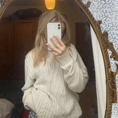 Gap White Knitted Jumper 100 Cotton Size Xs Depop