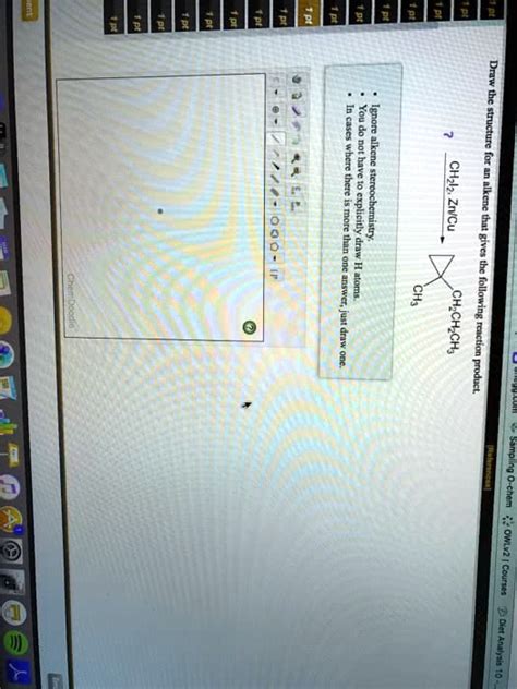 Draw The Structure For An Alkene That Gives The Following Reaction Product Ch2i2 Zn Cu