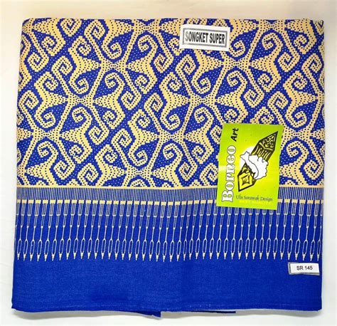 Sarung Borneo Traditional Art Ulu Sarawak Design Blue