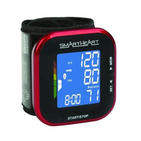 Smartheart Adult Cuff Wrist Digital Blood Pressure Monitor Black Device
