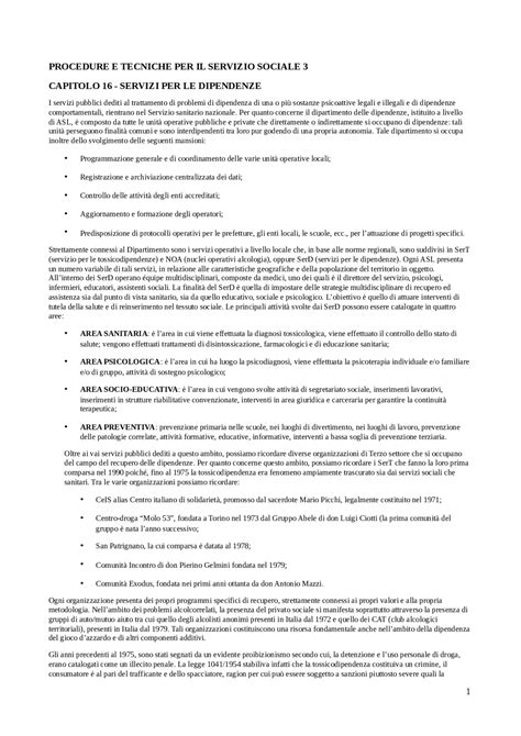 Riassunti Linee Guida E Procedure Di Servizio Sociale Docsity