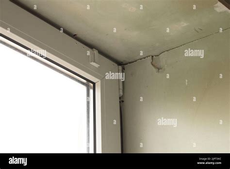 Windows With Plasterboard Slopes Moisture And Fungus Apartment Without Repair Stock Photo Alamy