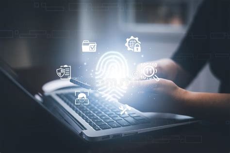 Hand Touch Fingerprint With Virtual Global With Cyber Security Login User Identification