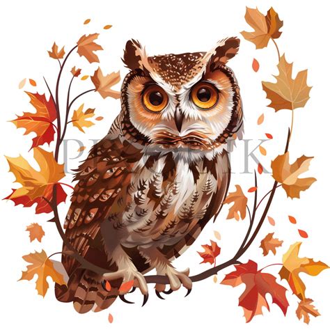 Autumn Owl Clipart Fall Bird  Graphics Digital Download Etsy