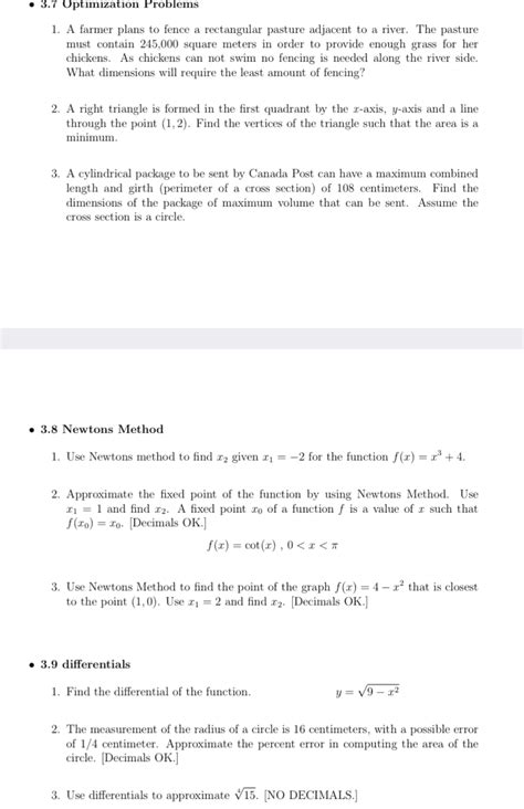 Solved 37 ﻿optimization Problemsa Farmer Plans To Fence A
