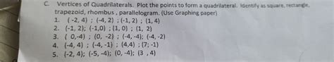 Solved C Vertices Of Quadrilaterals Plot The Points To Form A
