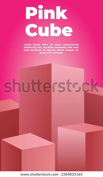 realistic 3d illustration cube pink color stock vector royalty free