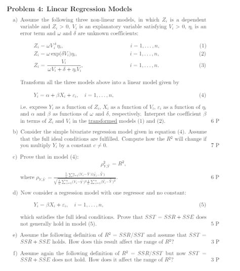 Solved Problem 4 Linear Regression Modelsa Assume The Chegg