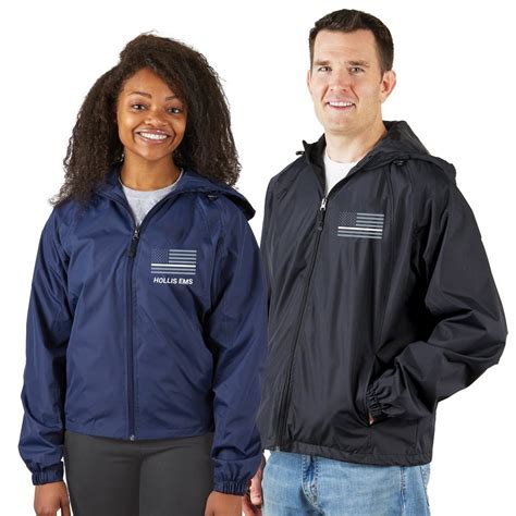 Ems Unisex Lightweight Hooded Raglan Full Zip Rain Jacket Embroidered