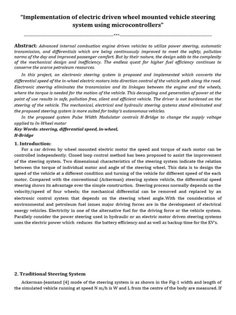 Implementation Of Electric Driven Wheel Mounted Vehicle Steering System Implementation Of Electric Driven Wheel Mounted Vehicle Steering System