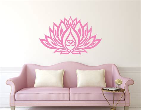 Lotus Flower Wall Decal Om Sign Vinyl Sticker Interior Home Decor