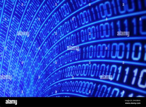 Illustration Of Running Binary Codes On A Blue Blurry Background Stock