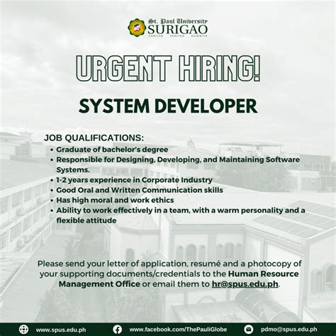 System Developer St Paul University Surigao