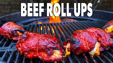 Stuffed Beef Roll Ups Grilled On The Weber Kettle YouTube