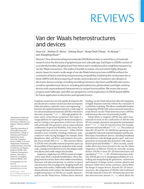 Pdf Van Der Waals Heterostructures And Devices